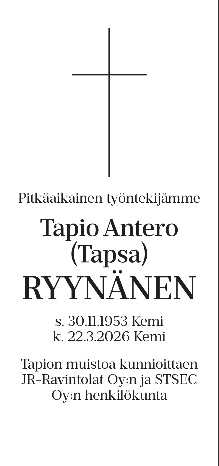 Kuolinilmoitukset Lounais-Lapissa 13.5.2026 | Lapin Kansa